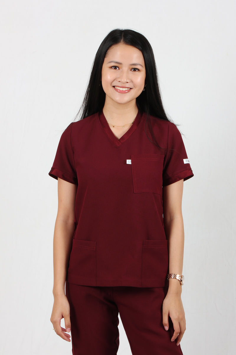 Women's Maroon Scrub Top – helpscrubs